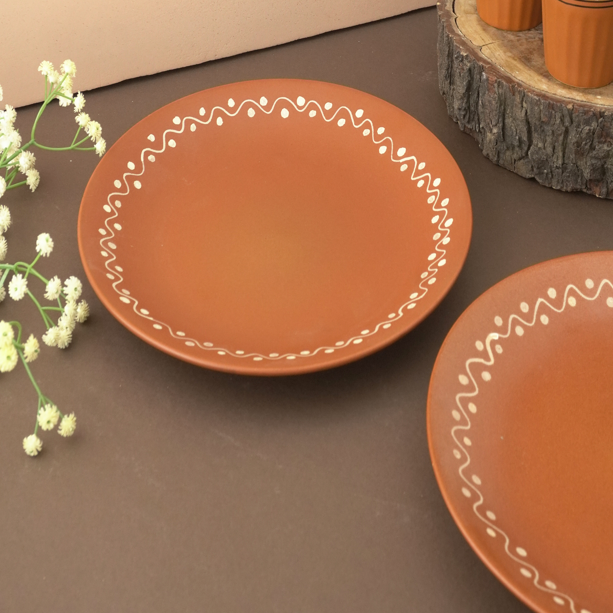 Ceramic Terracotta-finished Dinner Plate | House of Mishka
