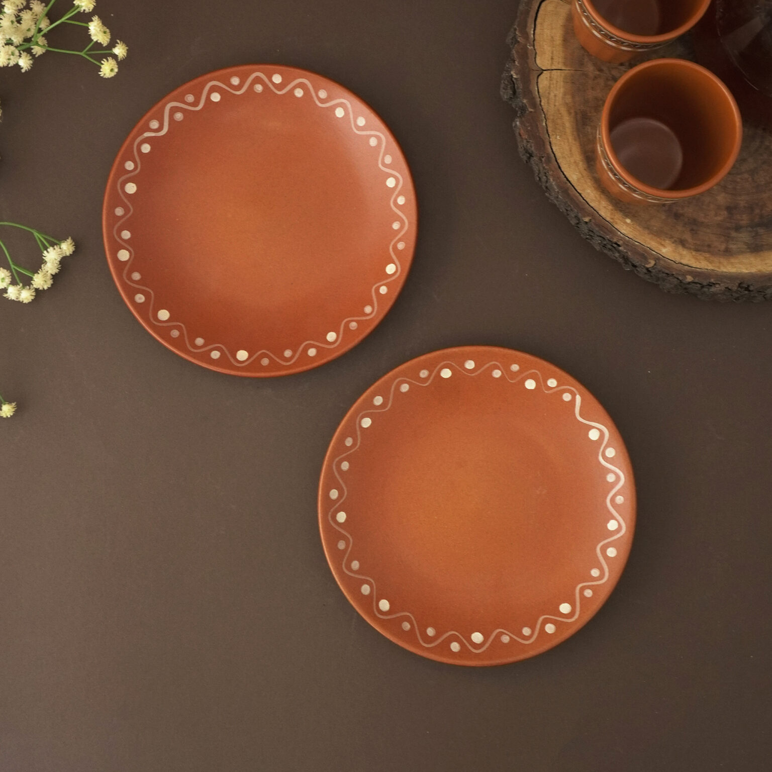 Ceramic Terracotta-finished Dinner Plate | House of Mishka